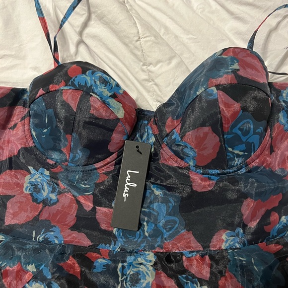 Lulus | Dresses | Navy Blue Floral Skater Mini Dress | Poshmark